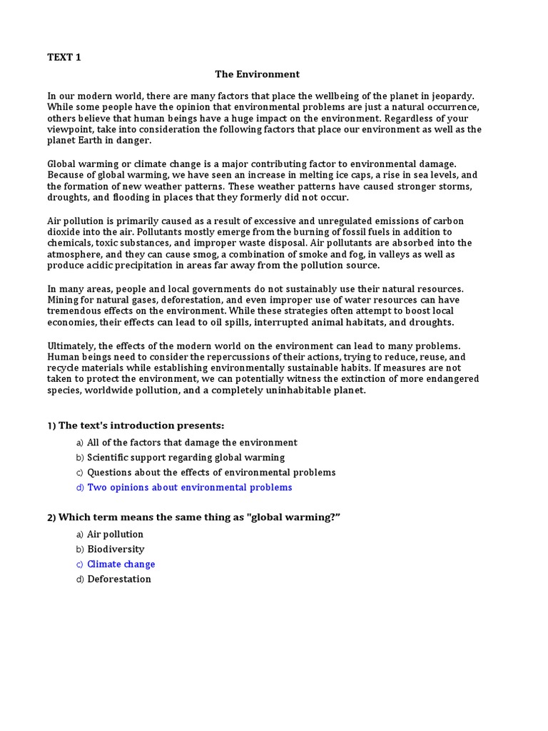 Reading Text | PDF | Natural Environment | Climate Change