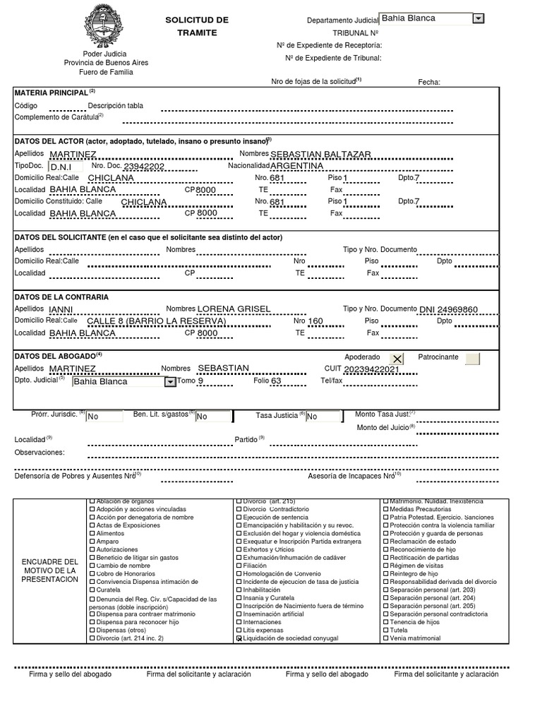 Formulario Familia | PDF | Divorcio | Convenciones sociales