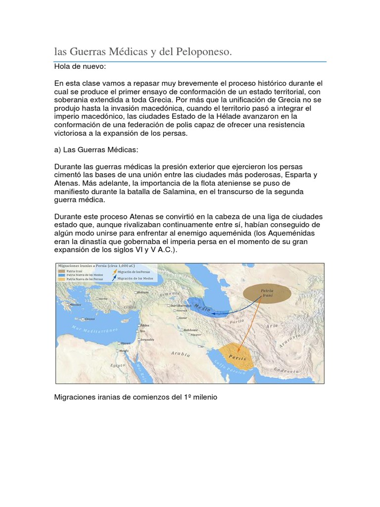 Clase 18 Las Guerras Médicas y Del Peloponeso-1 | PDF | Guerras Greco Persas | Antigua Grecia
