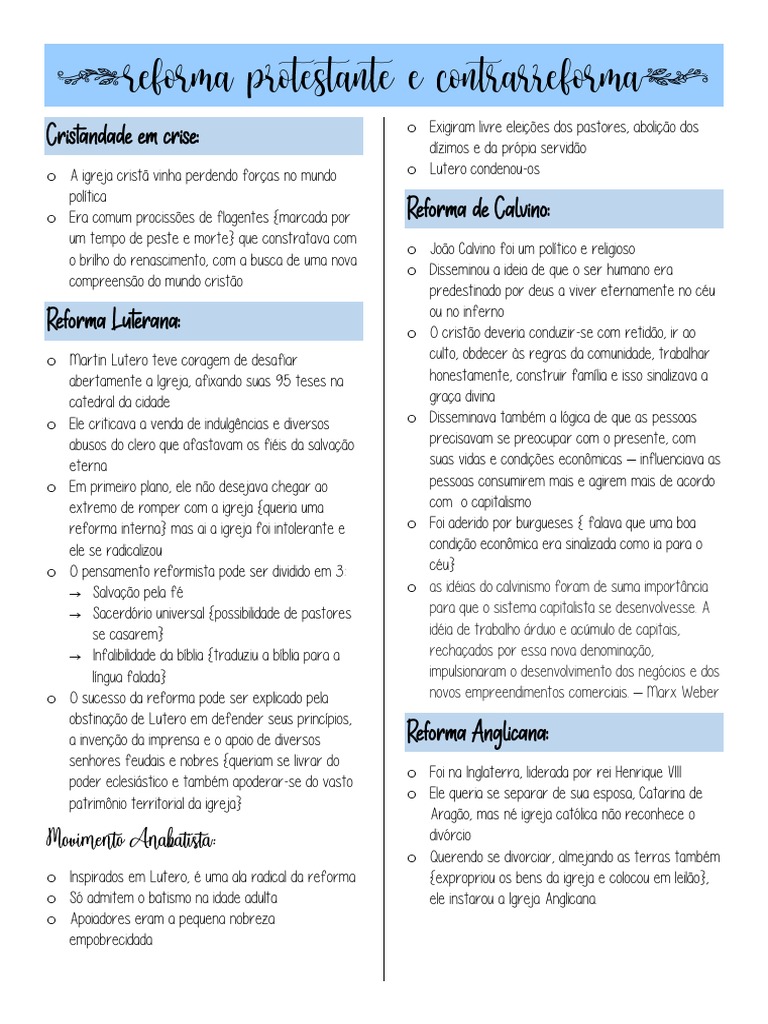 Reforma Protestante e Contrarreforma | PDF | Igreja católica ...