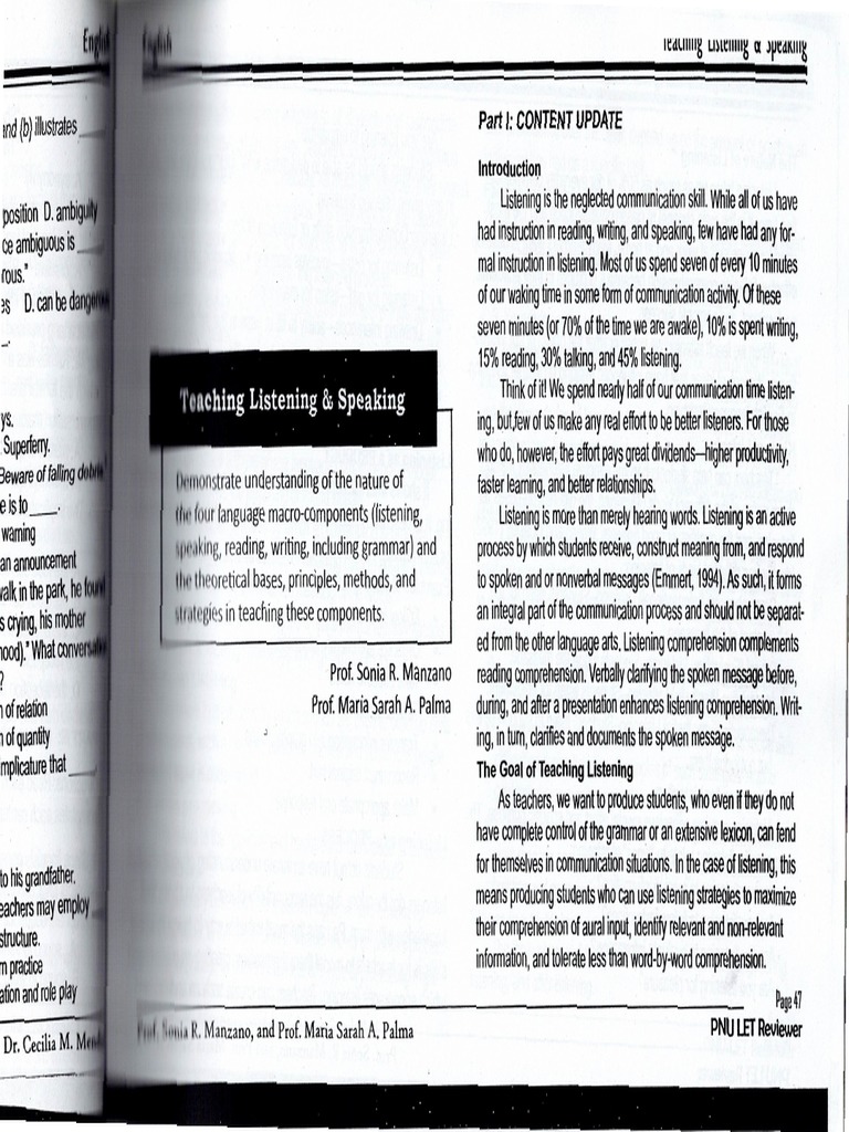 Listening and Speaking | PDF