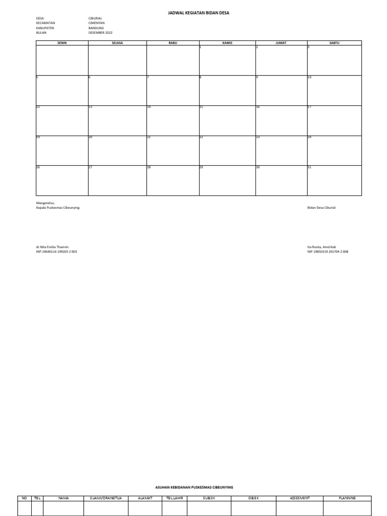 Contoh Jadwal Bulanan | PDF
