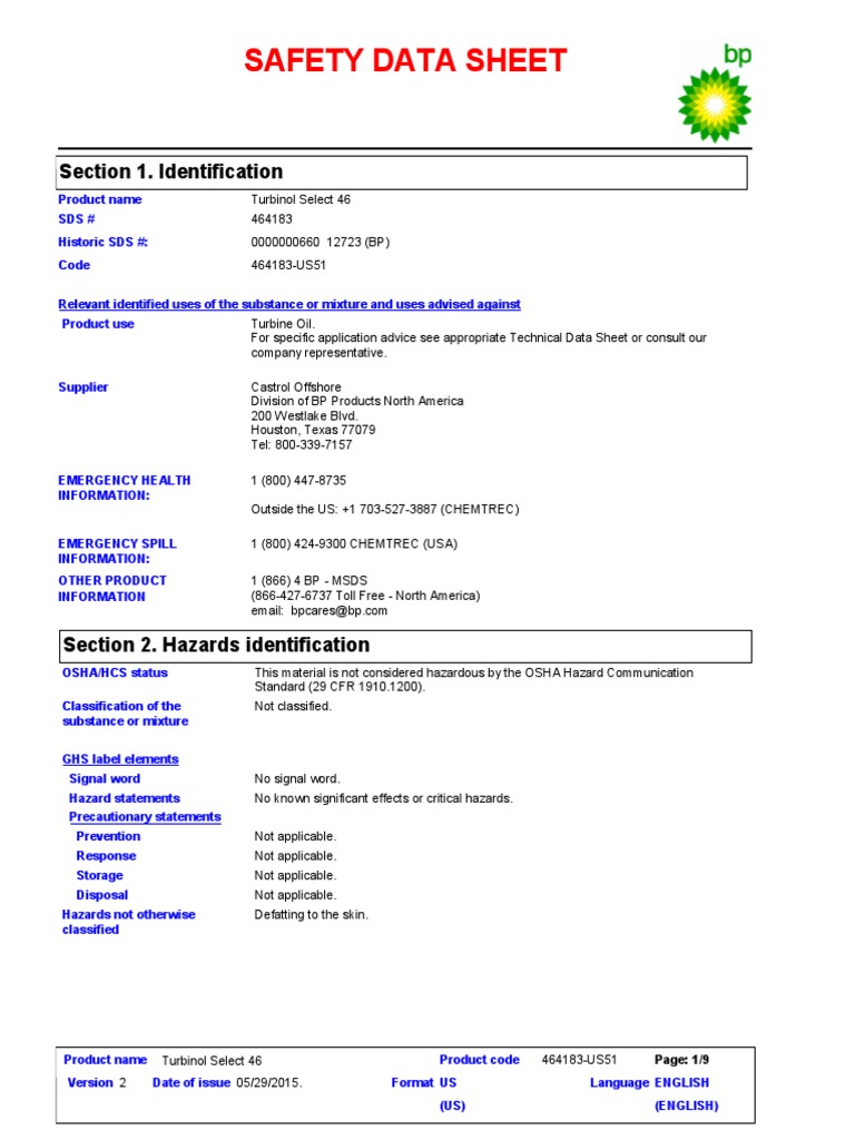 BP GHS US SDS - US US-MARINE-BP (Castrol Offshore - Houston) 464183 ...