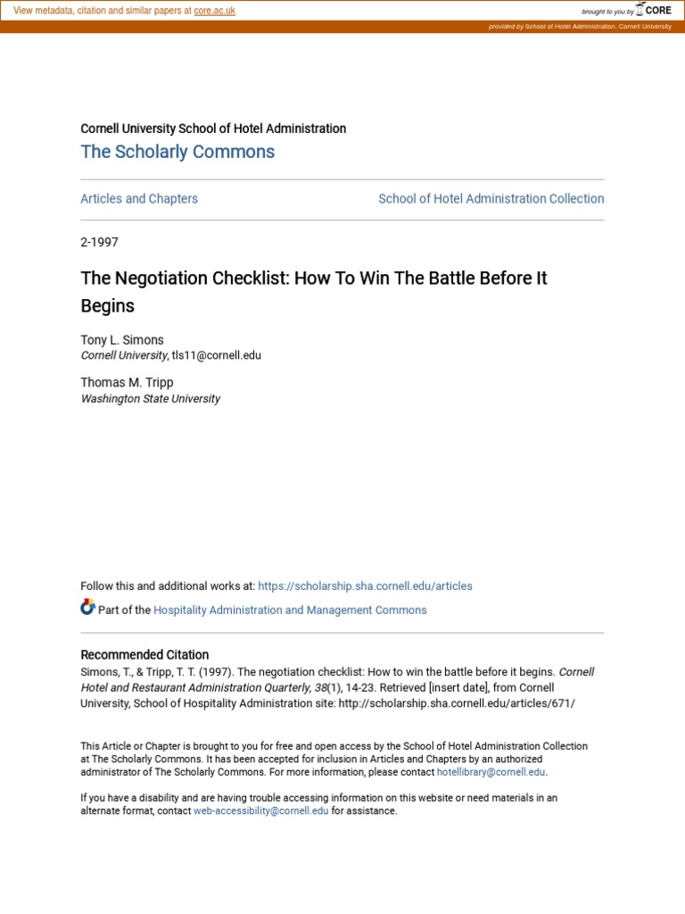 Negotiation Checklist | Download Free PDF | Negotiation | Cognition