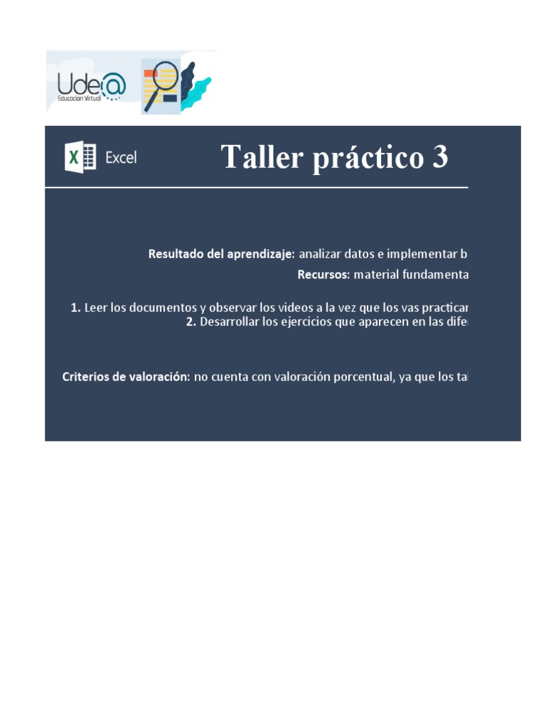 TALLER 3 - CURSO EXCEL - Luis David Angel Velasquez | PDF