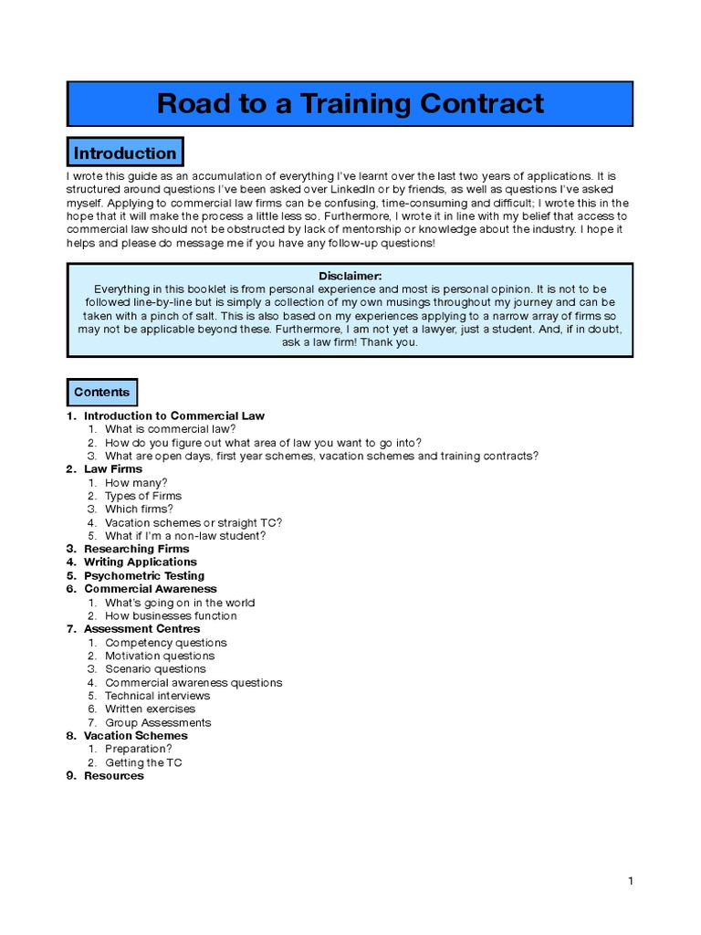 The Road To A Training Contract 1660018247 | PDF
