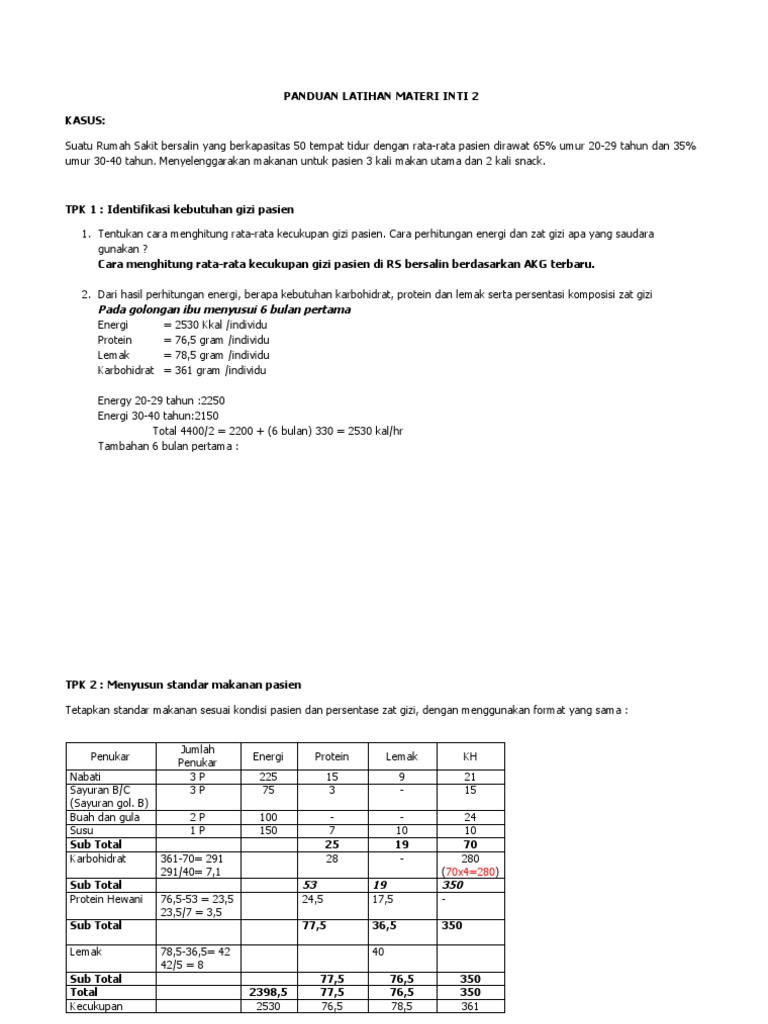 4 - Latihan Perhitungan Kebutuhan Bahan Makanan | PDF
