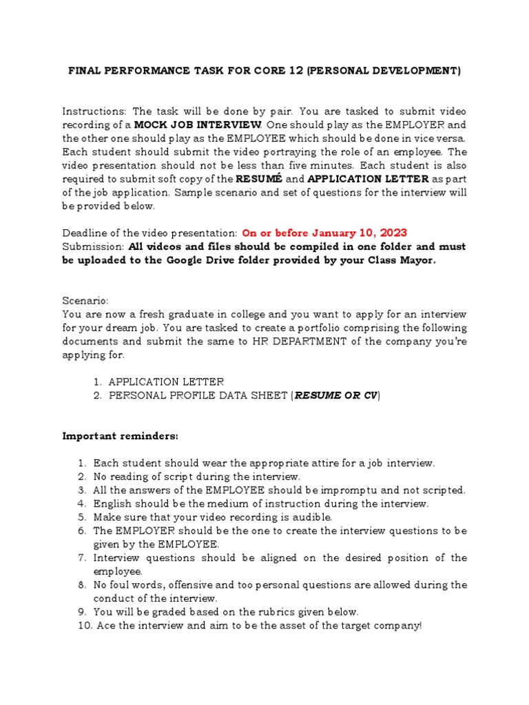 Final PT For Perdev | PDF | Résumé | Job Interview