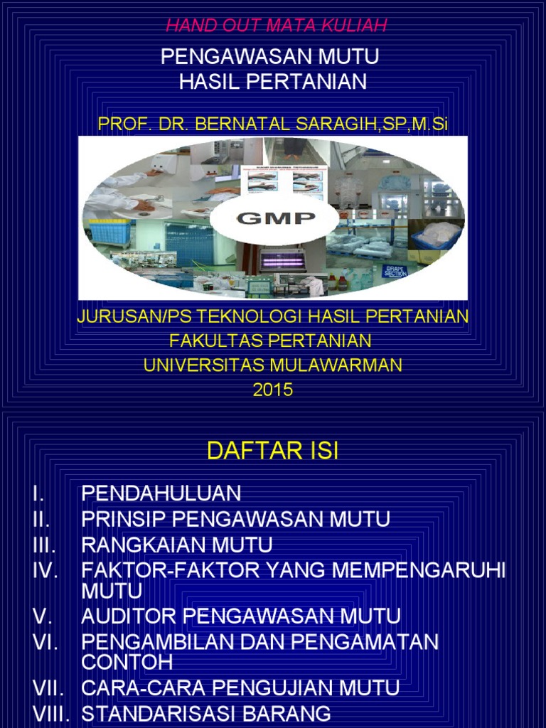 Pengawasan Mutu Hasil Pertanian | PDF