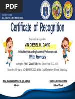 Honesty Award Certificate | PDF