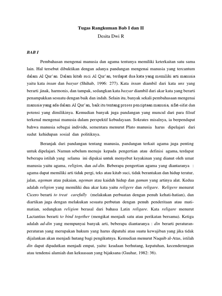 Tugas Rangkuman Bab I Dan II | PDF