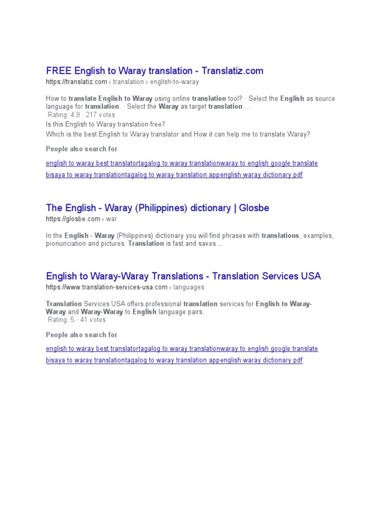 English to Waray Translation Guide | PDF | Career & Growth | Language ...