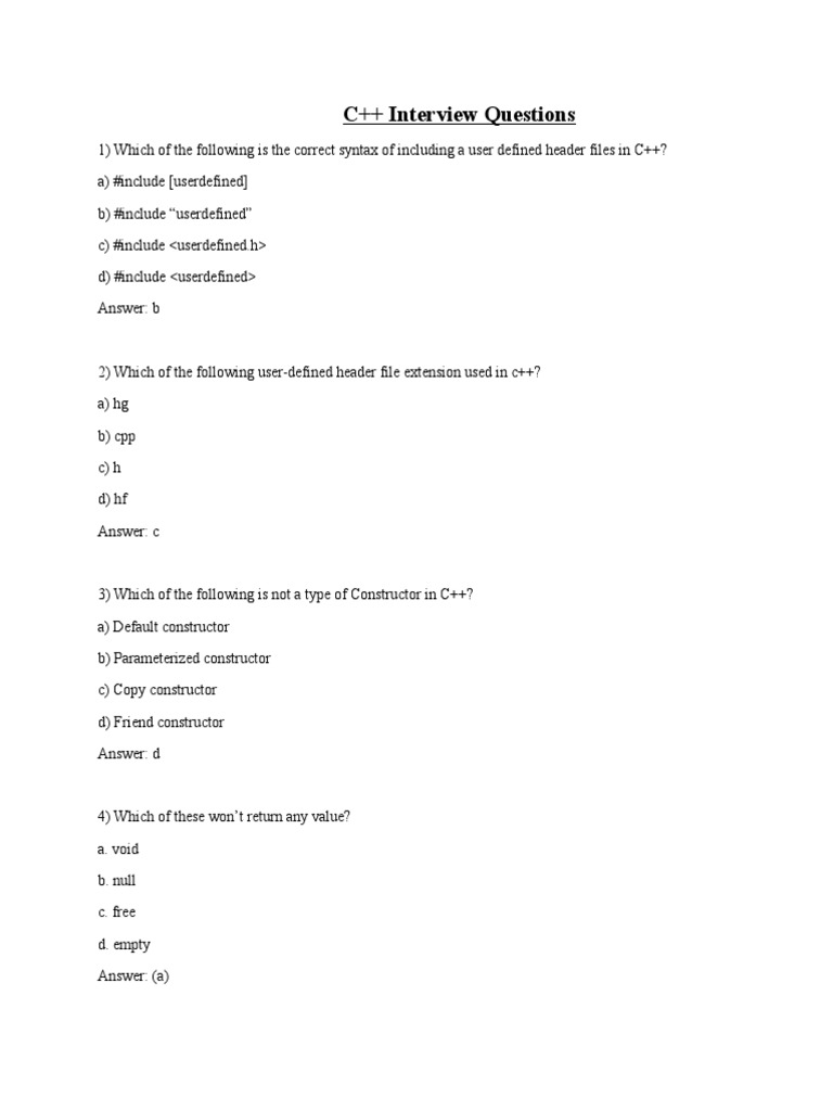 C++ Interview Prep Guide | PDF | C++ | Computer Science