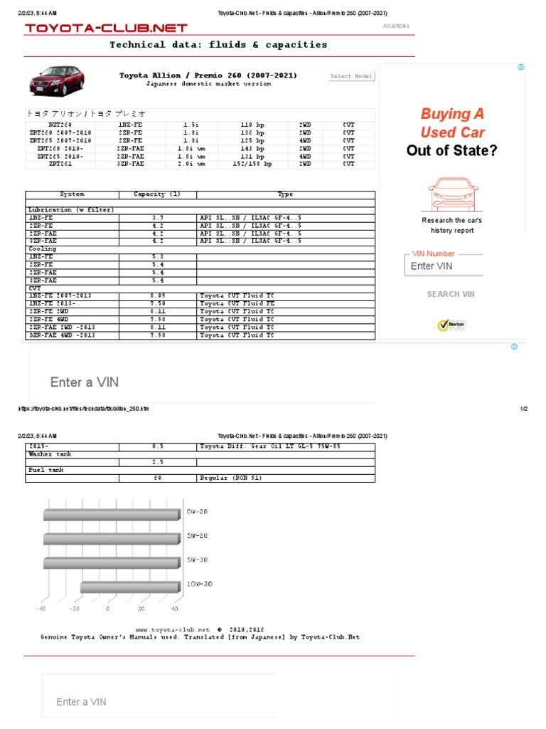 Maintenance For Allion - Premio 260 (2007-2021) | PDF | Motor Oil ...