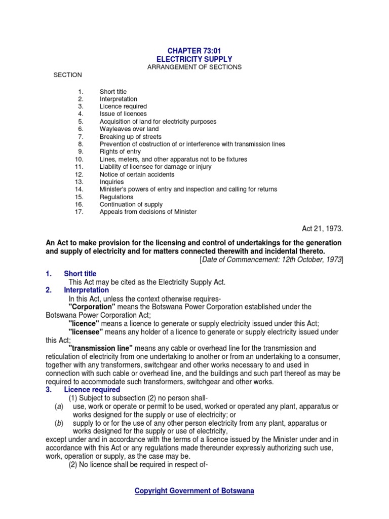 BPC Electricity Supply Act | PDF | License | Negligence