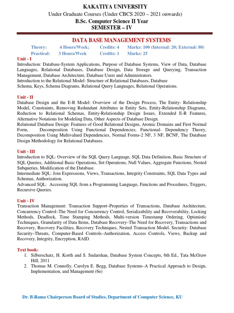 BSC CS IV Semester | PDF | Databases | Relational Database