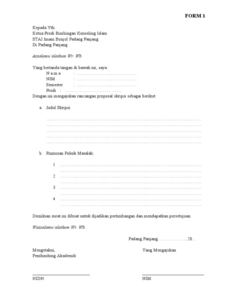 Form 1 Pengajuan Judul BKI | PDF