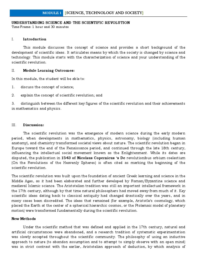 STS 1 | PDF | Science | Scientific Revolution
