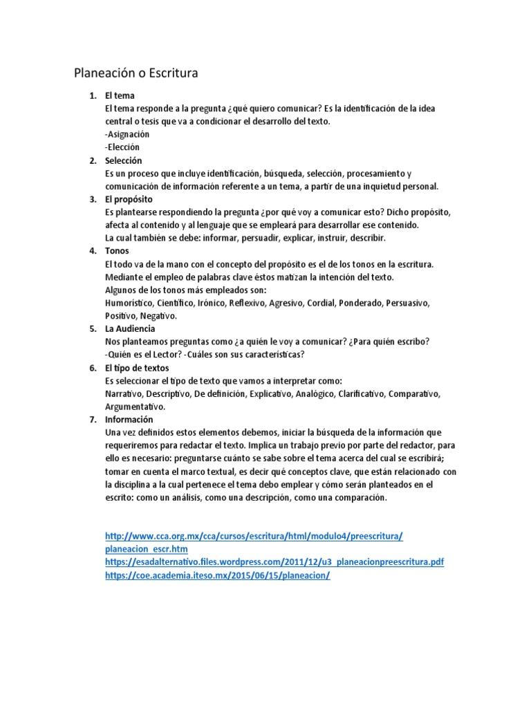 Planeación o Escritura y La Revision o Postescritura | PDF | Puntuación ...