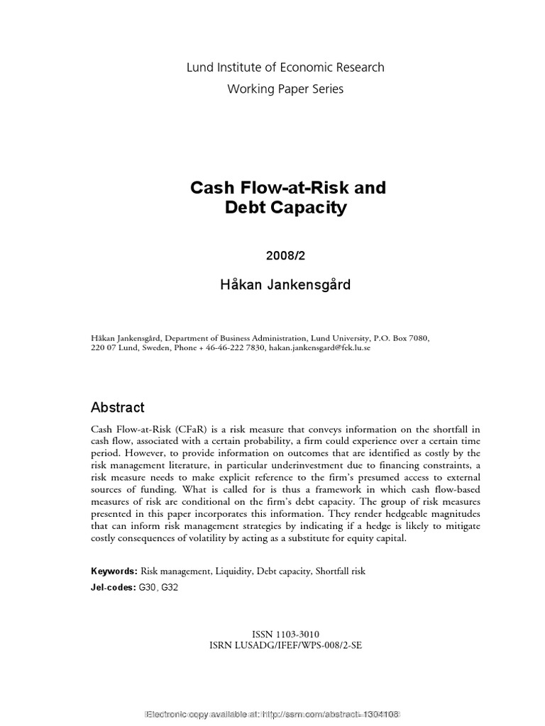 Cash Flow-at-Risk and Debt Capacity | PDF | Risk | Debt