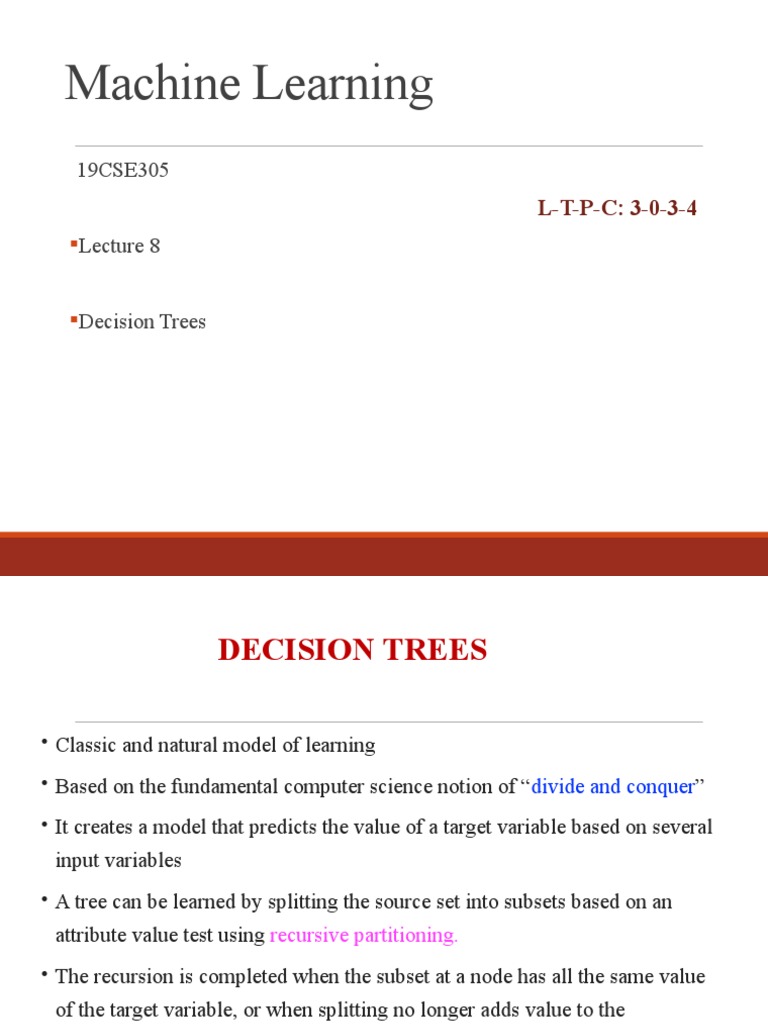 ML L8 Decision Tree | PDF | Statistical Classification | Machine Learning