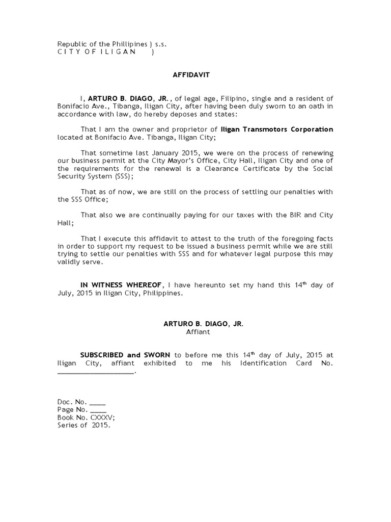 Affidavit of Non Compliance | PDF | Affidavit | Civil Law (Common Law)