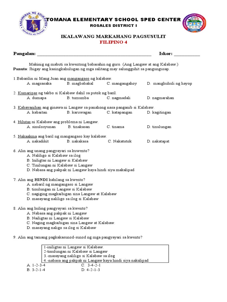 Filipino 4 - Q2 - PT | PDF