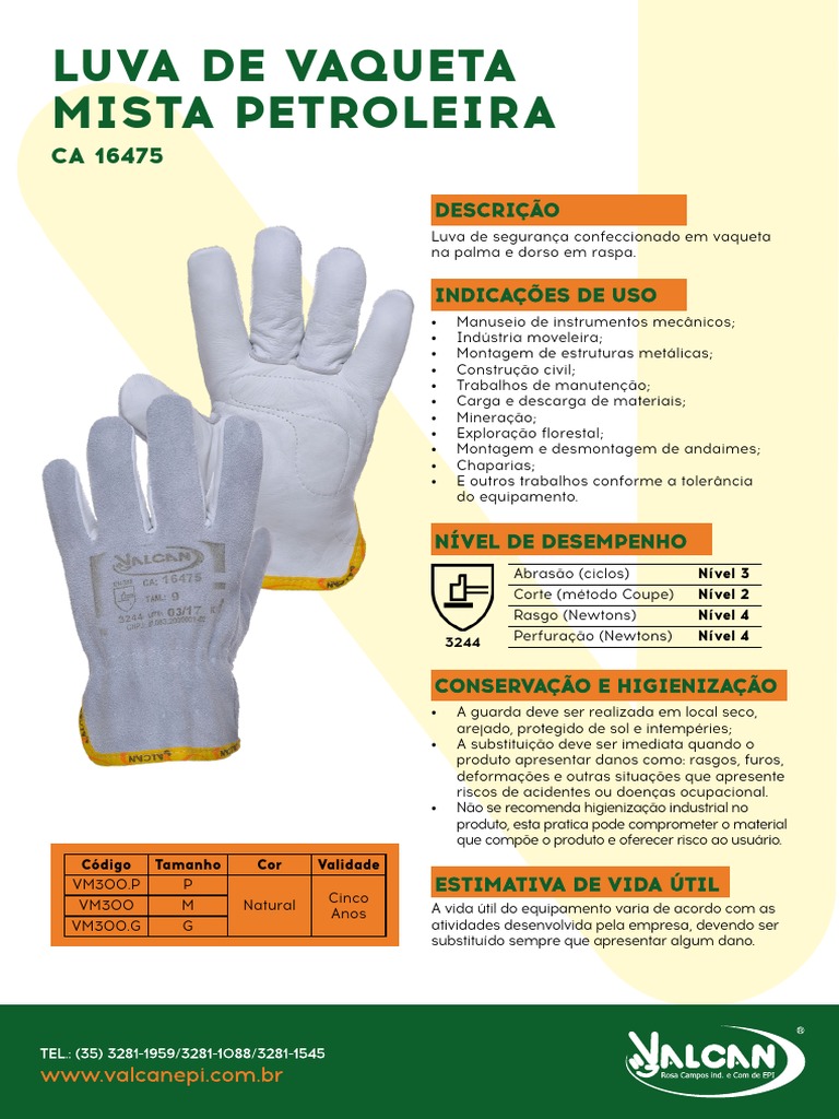 Correta - 16475 Luva de Vaqueta Mista Petroleira | PDF