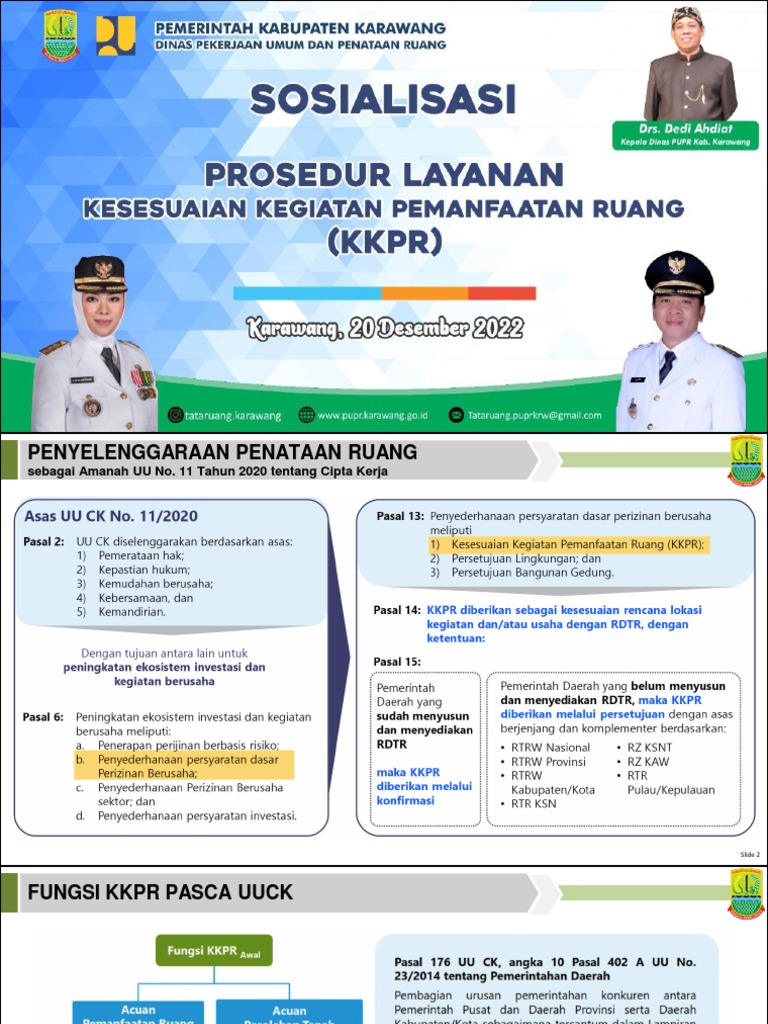 Materi Sosialisasi KKPR - DPUPR Karawang 20 - 12 - 22 | PDF