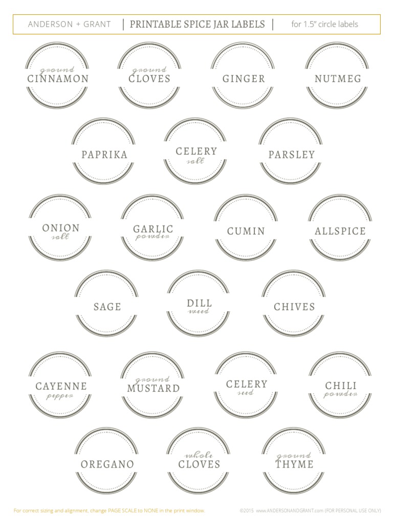 Free Printable Spice Jar Labels | PDF