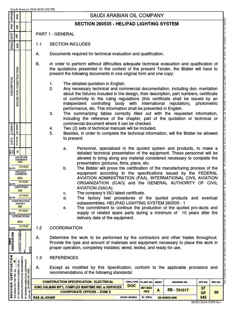 Helipad Lighting System Specifications | PDF | Specification (Technical ...