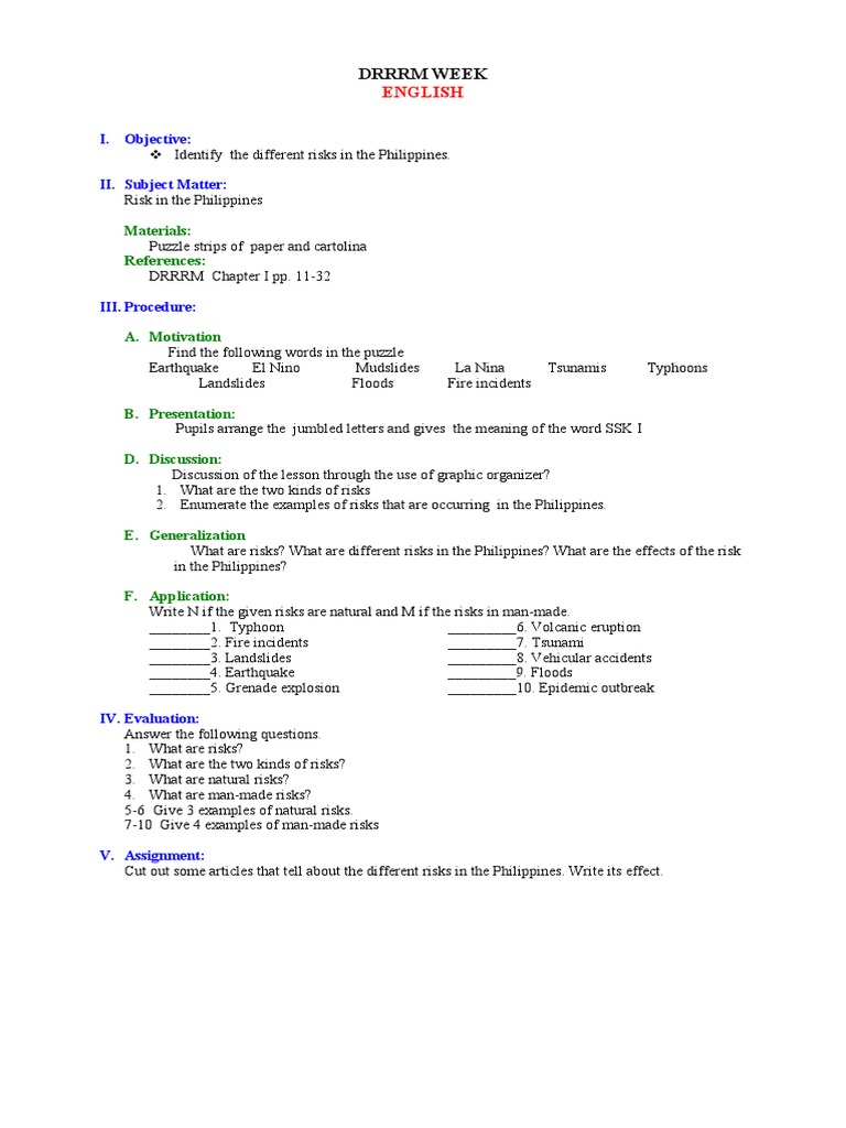 Lesson Plan in Disaster Preparedness | PDF | Hazards | Tsunami