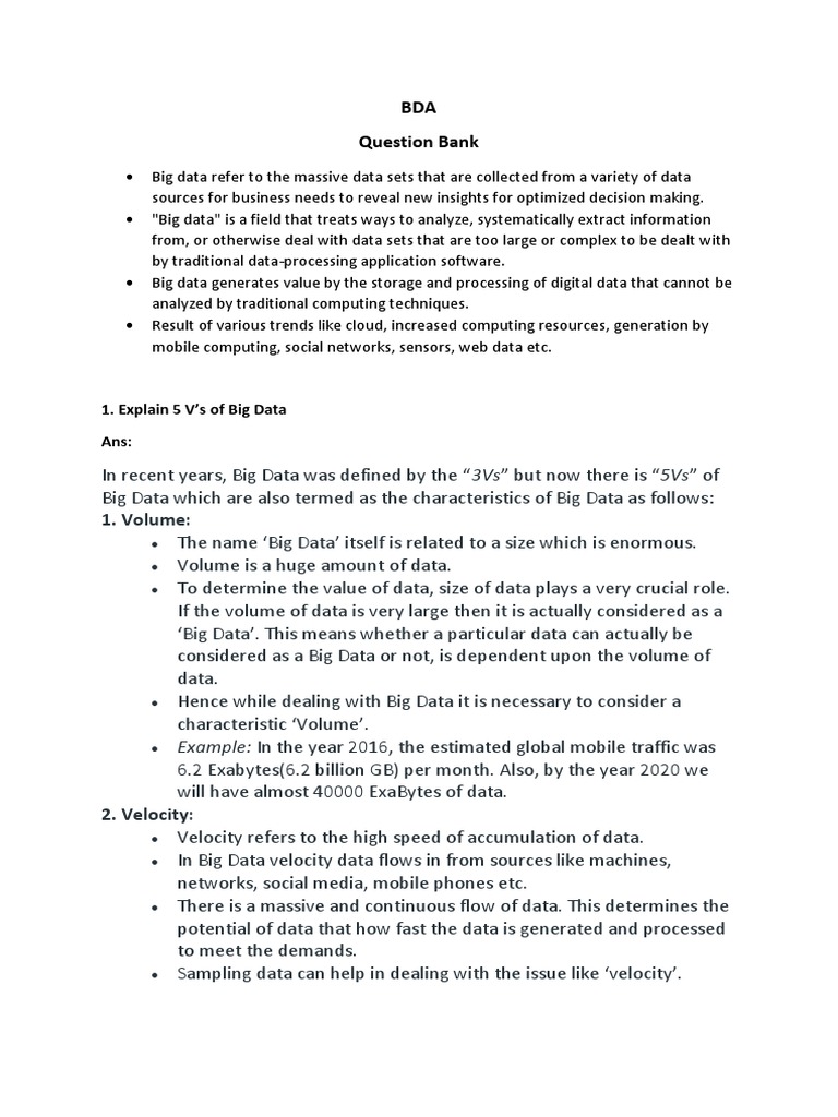 BDA Question Answer | PDF | Apache Hadoop | Map Reduce