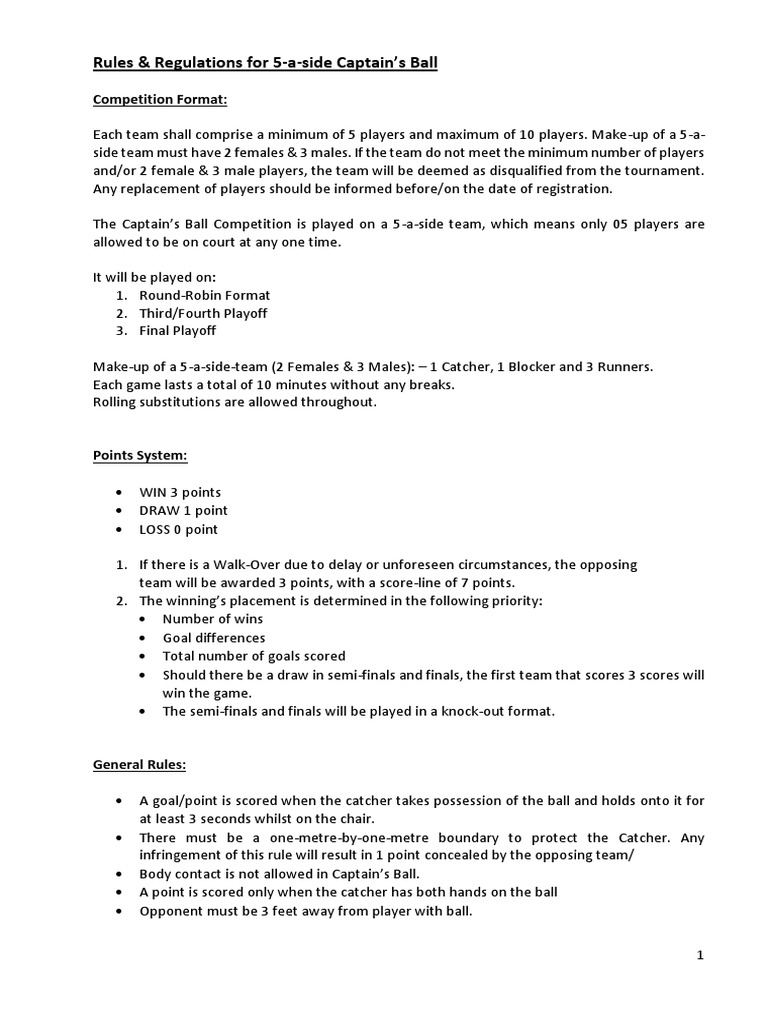 Captain Ball 2.12.2022 | PDF | Rules | Sports