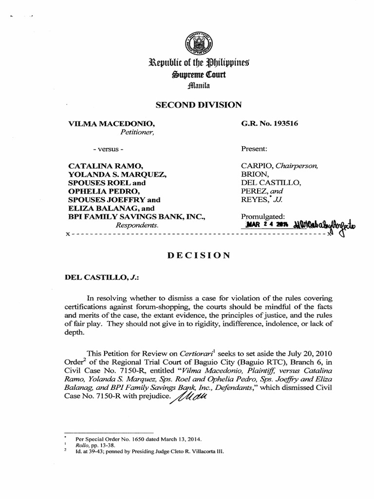 Civil Law and Rem Law-Macedonio vs. Ramo | PDF | Lawsuit | Prejudice ...