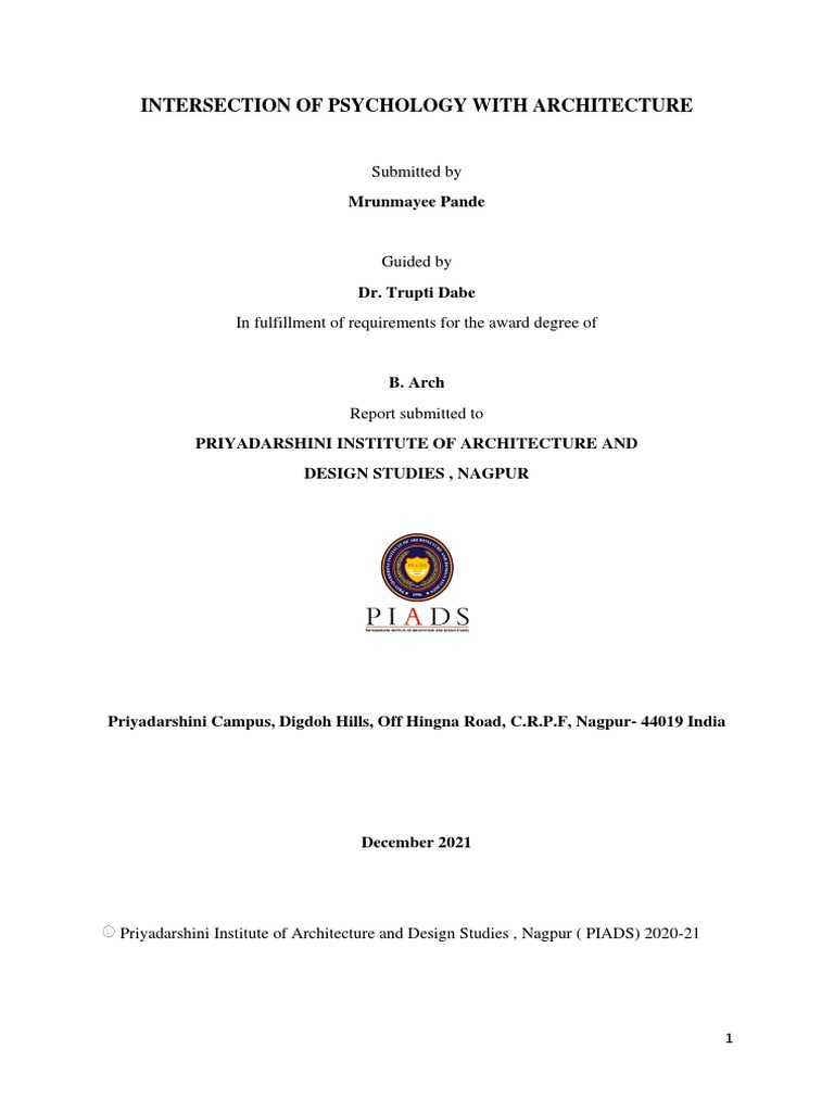 Intersection of Psychology With Architecture Final Report | PDF | Psychology | Experience