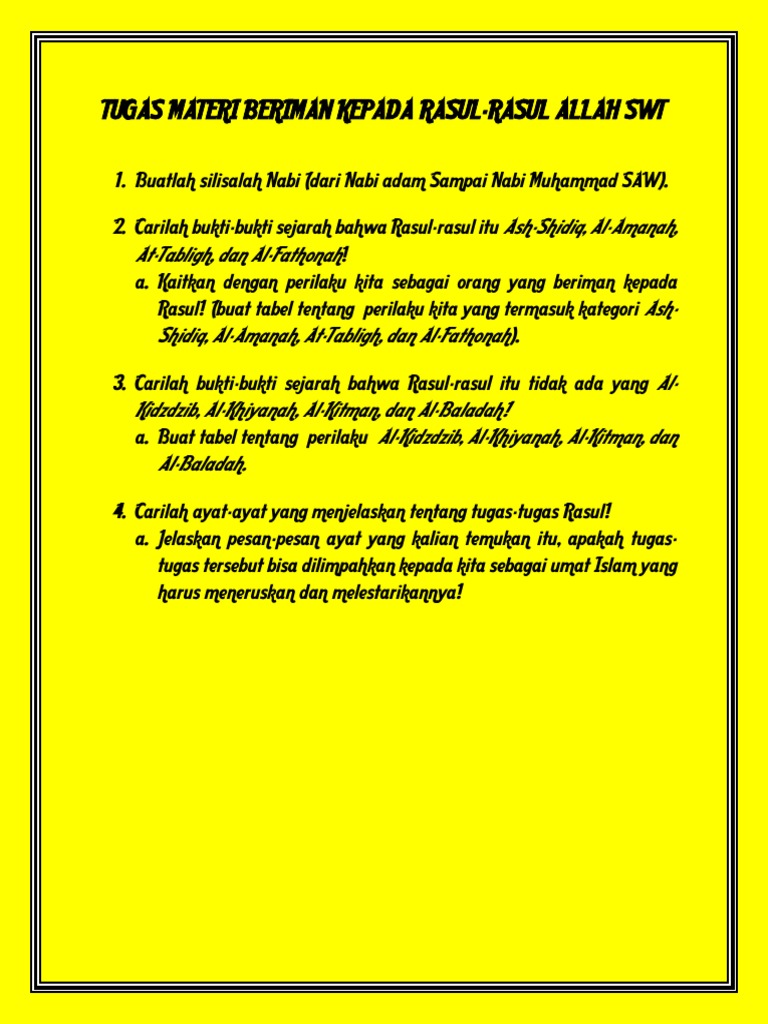 Tugas Materi Beriman Kepada Rasul | PDF | Ilmu Sosial