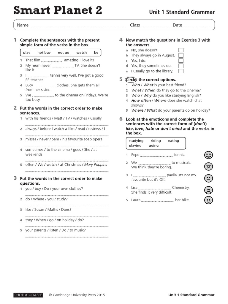 Unit 1 Standard Grammar 2º ESO | PDF
