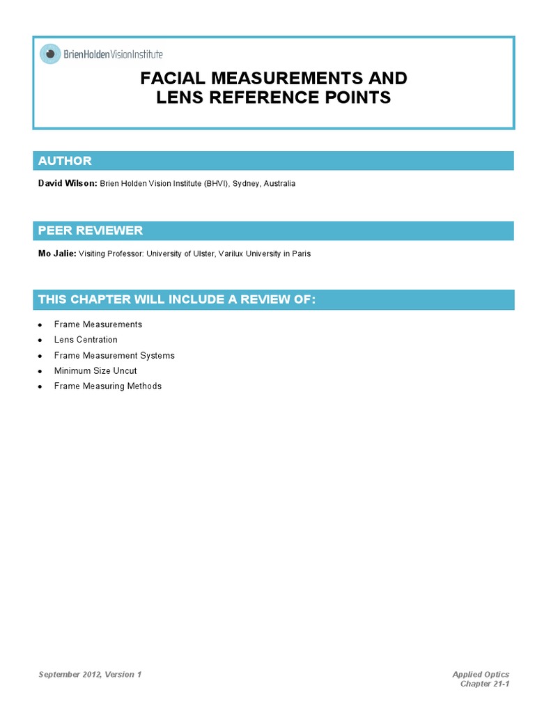 Frame Measurements and Lens Centration Fundamentals | PDF | Optics | Eye