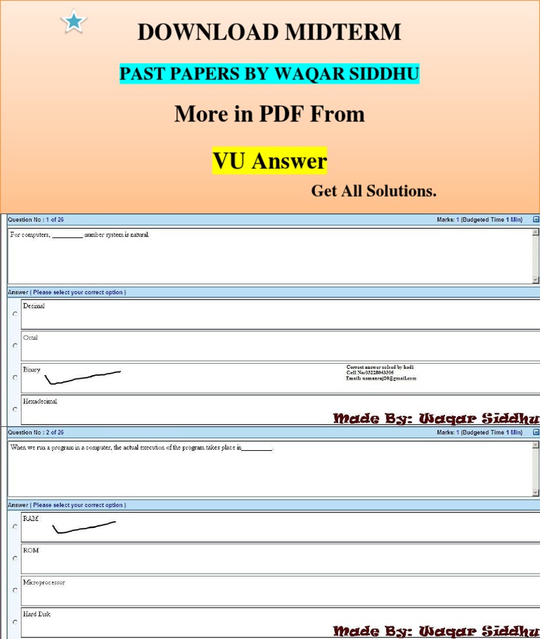 CS101 Midterm MCQs by Waqar Siddhu | PDF CS101 Midterm MCQs by Waqar Siddhu | PDF