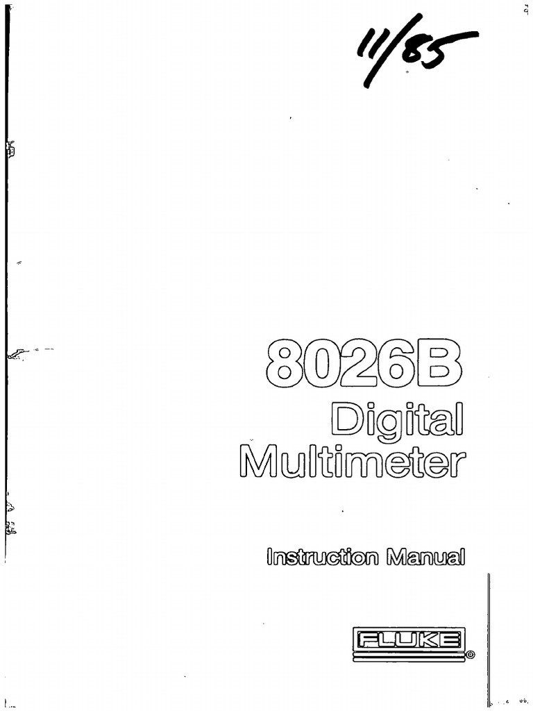 Fluke 8026B Digital Multimeter Instruction Manual | PDF | Power Supply ...