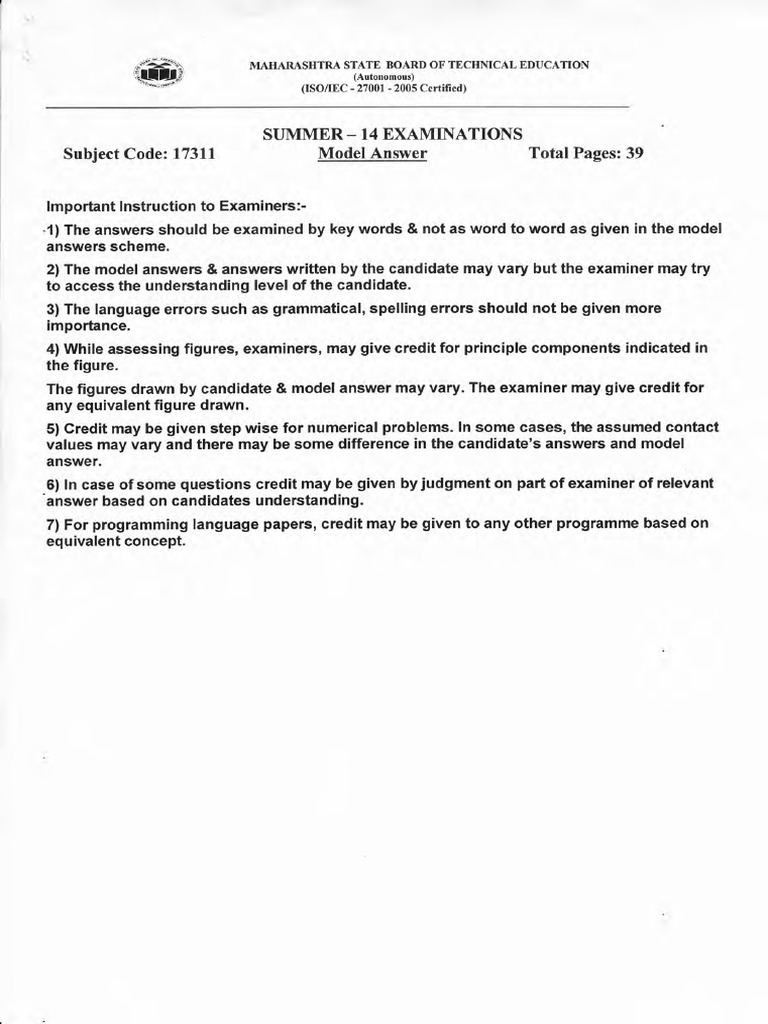 2014 Summer Model Answer Paper | PDF | Communication | Systems Science