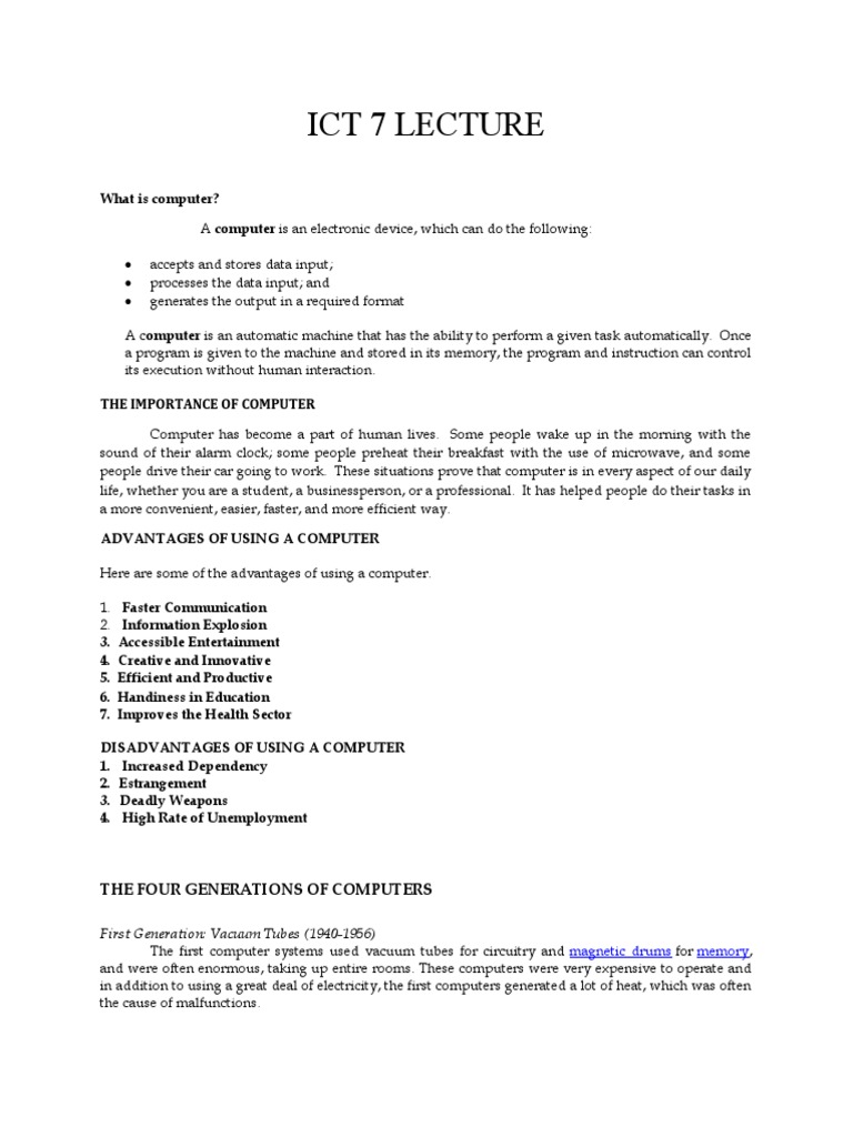 Ict 7 Lecture | Download Free PDF | Personal Computers | Laptop
