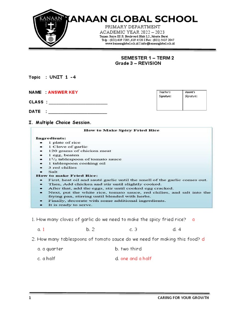 (280.50KB) Revision Answer Key | PDF | Foods