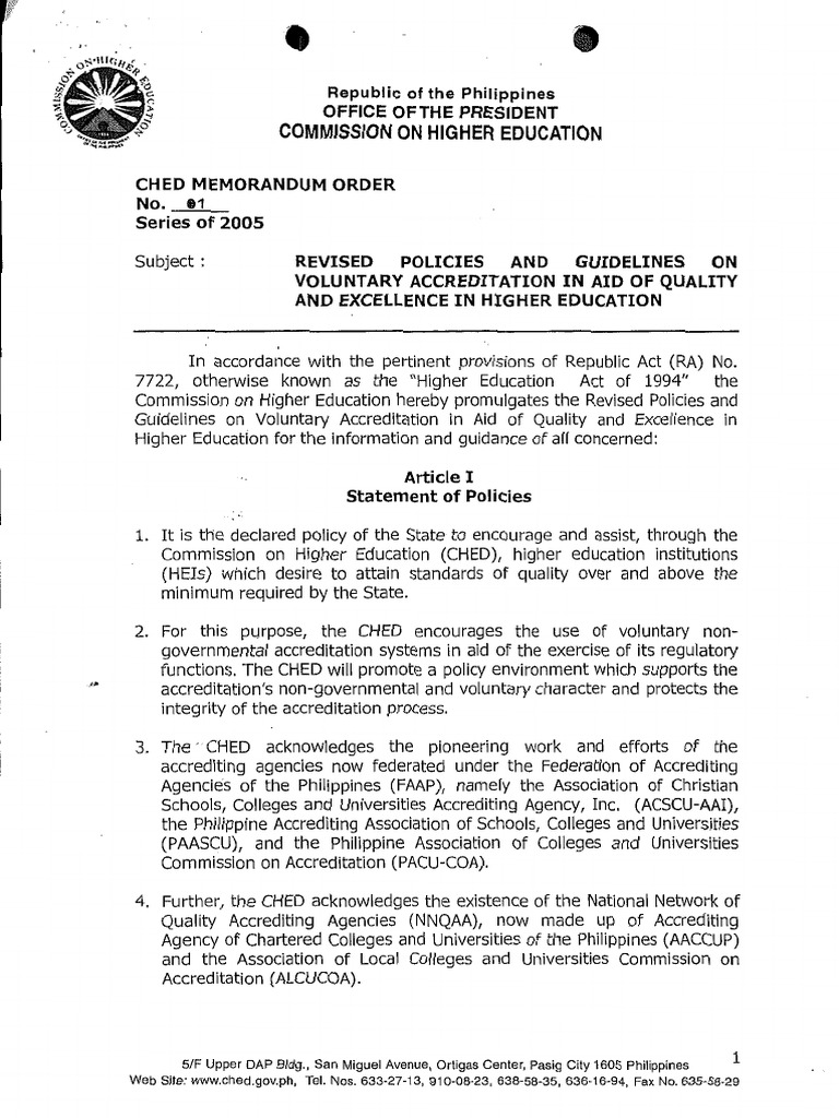 CHED CMO-No.01-s2005 | PDF