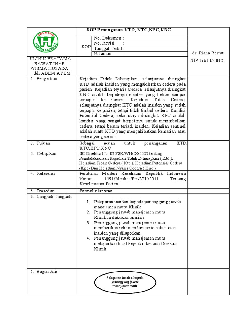 Ep 6 SOP Penanganan KTD, KTC, KPC, KNC | PDF