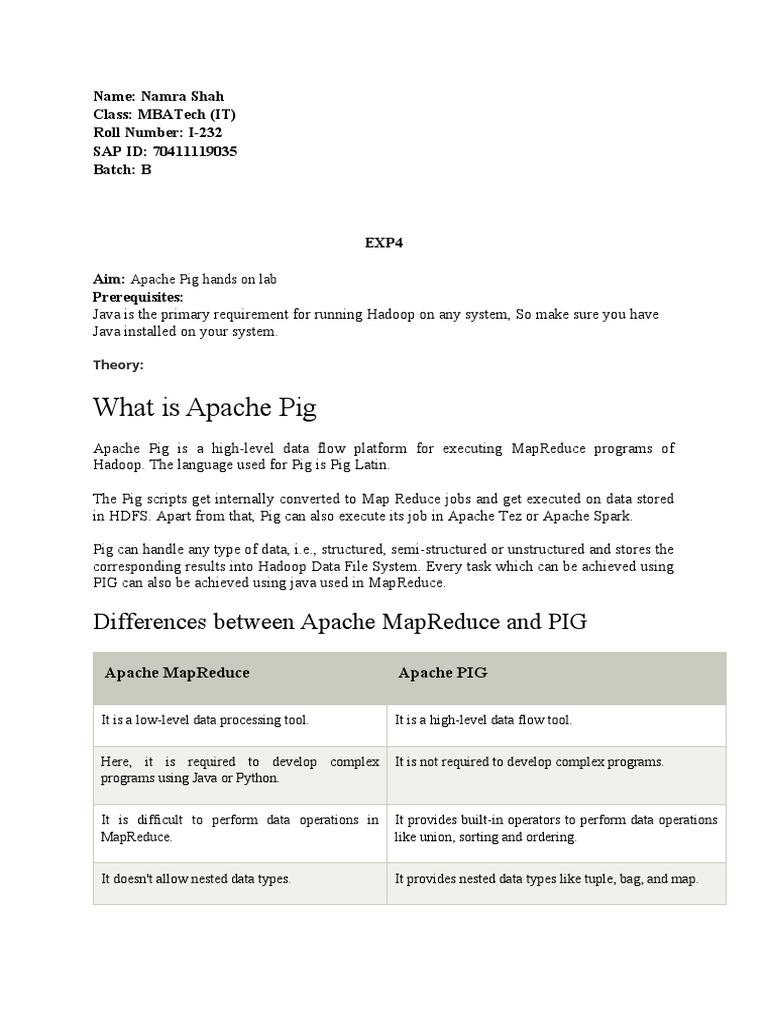 BDH Exp-4 I232 | PDF | Apache Hadoop | Map Reduce