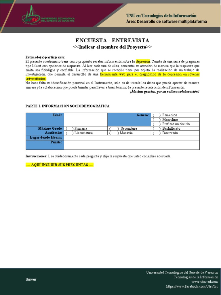 Formáto Entrevista Encuesta MMDS | PDF