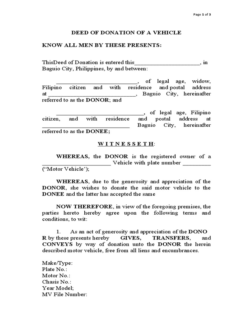 Deed of Donation | PDF | Natural Resources Law | Common Law