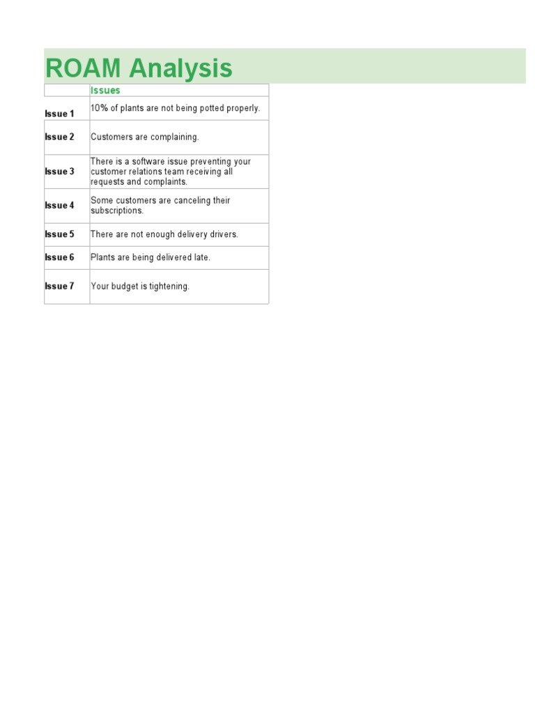 Activity Template ROAM Analysis | PDF